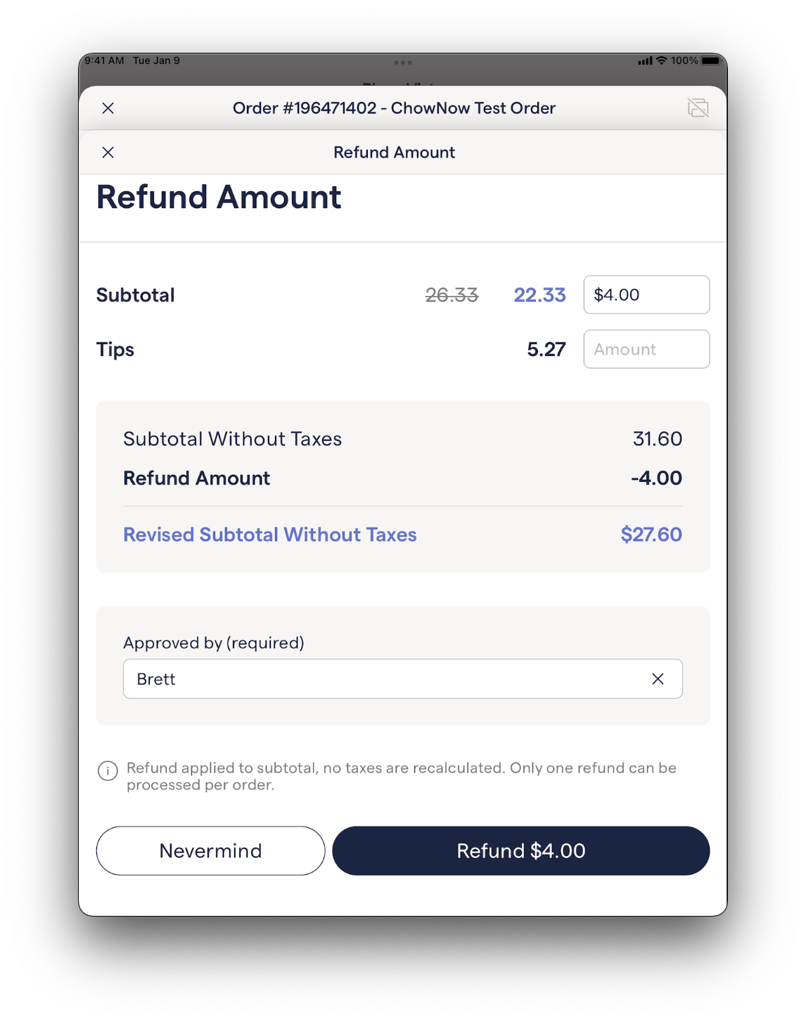 How do I refund an order on the ChowNow Business Manager app? - ChowNow