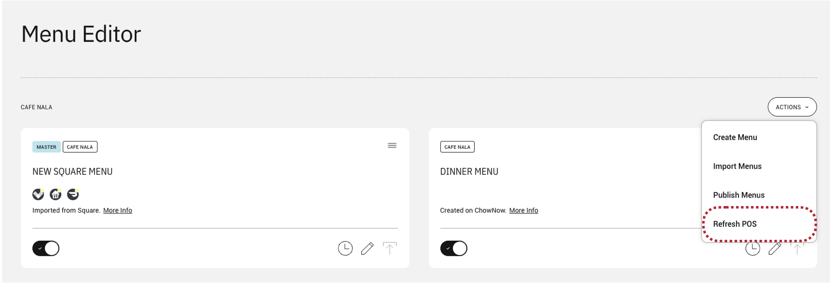 How to add new Items using POS Refresh - ChowNow
